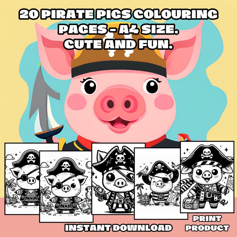 Pirate Pigs - 20 Unique Fun Colouring Pages for Kids of All Ages. Fun ...