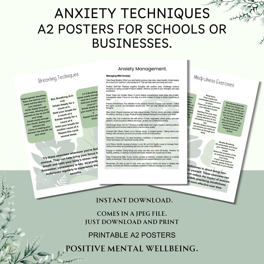 Anxiety Management Posters A2 - Managing Mild Anxiety - Mindfulness ...
