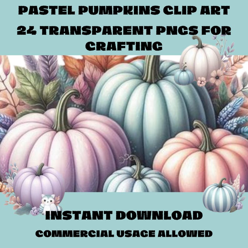 Pastel Pumpkins Fall Clip Art 24 Transparent Pngs - Perfect for Autumn ...
