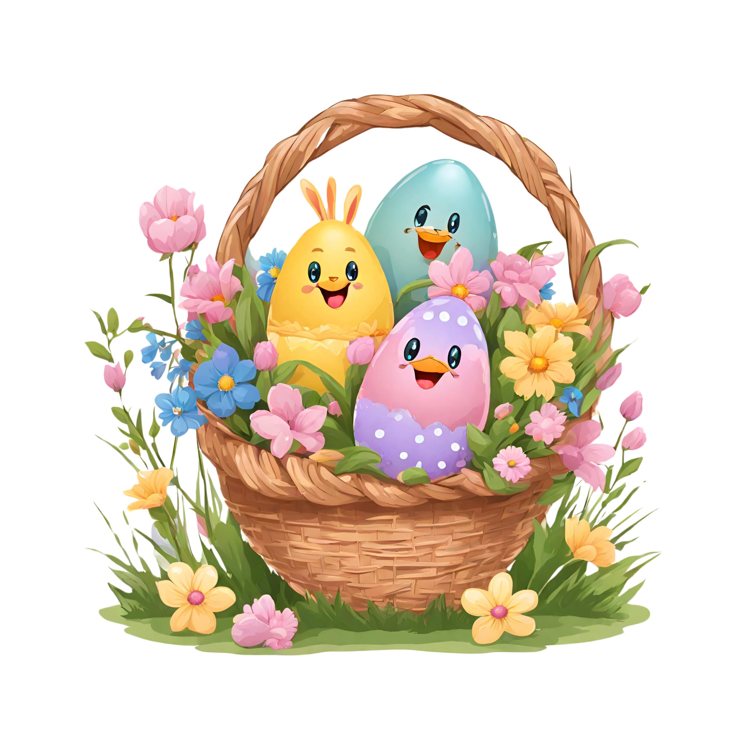 34 PNG Easter Graphics Clip Art - Cute Bunnies Chicks and Eggs. - Etsy