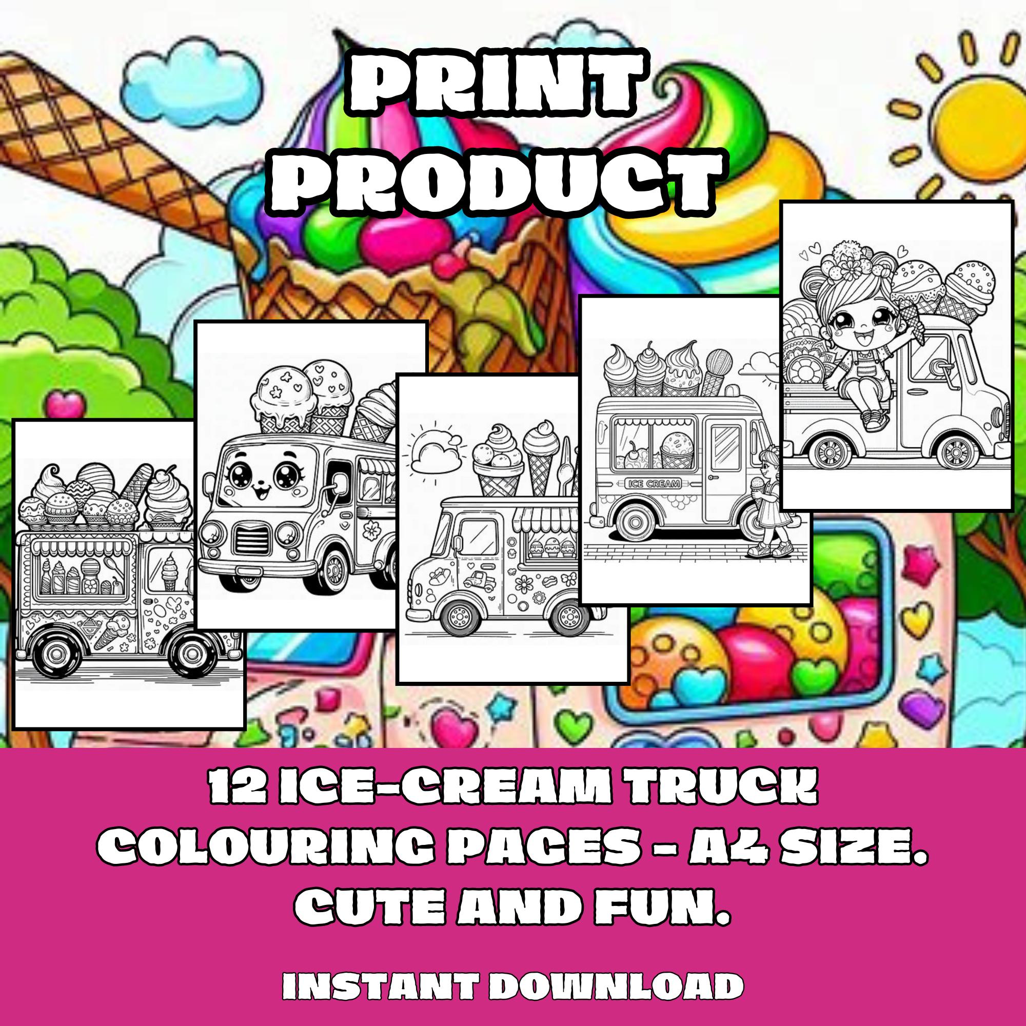 12 Ice Cream Truck Colouring Pages for Kids - Cute and Simple Designs ...