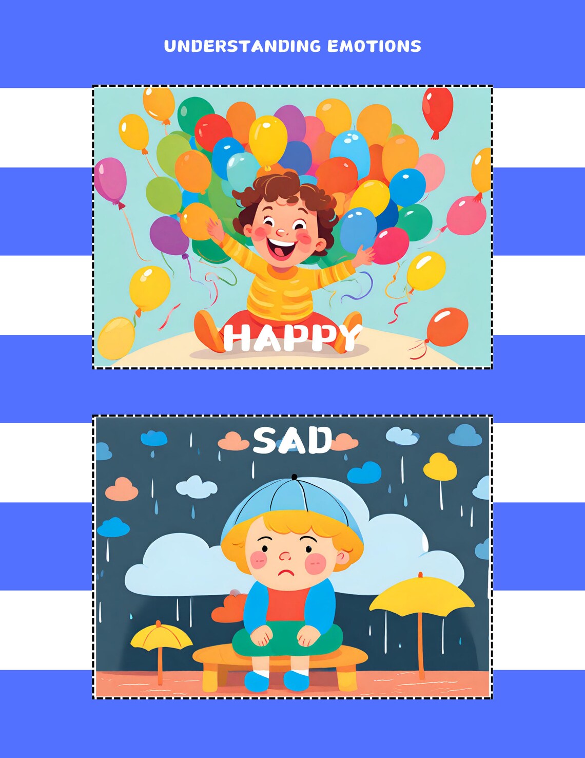 Understanding Your Emotions Postcards Game for Kids Featuring 10 ...