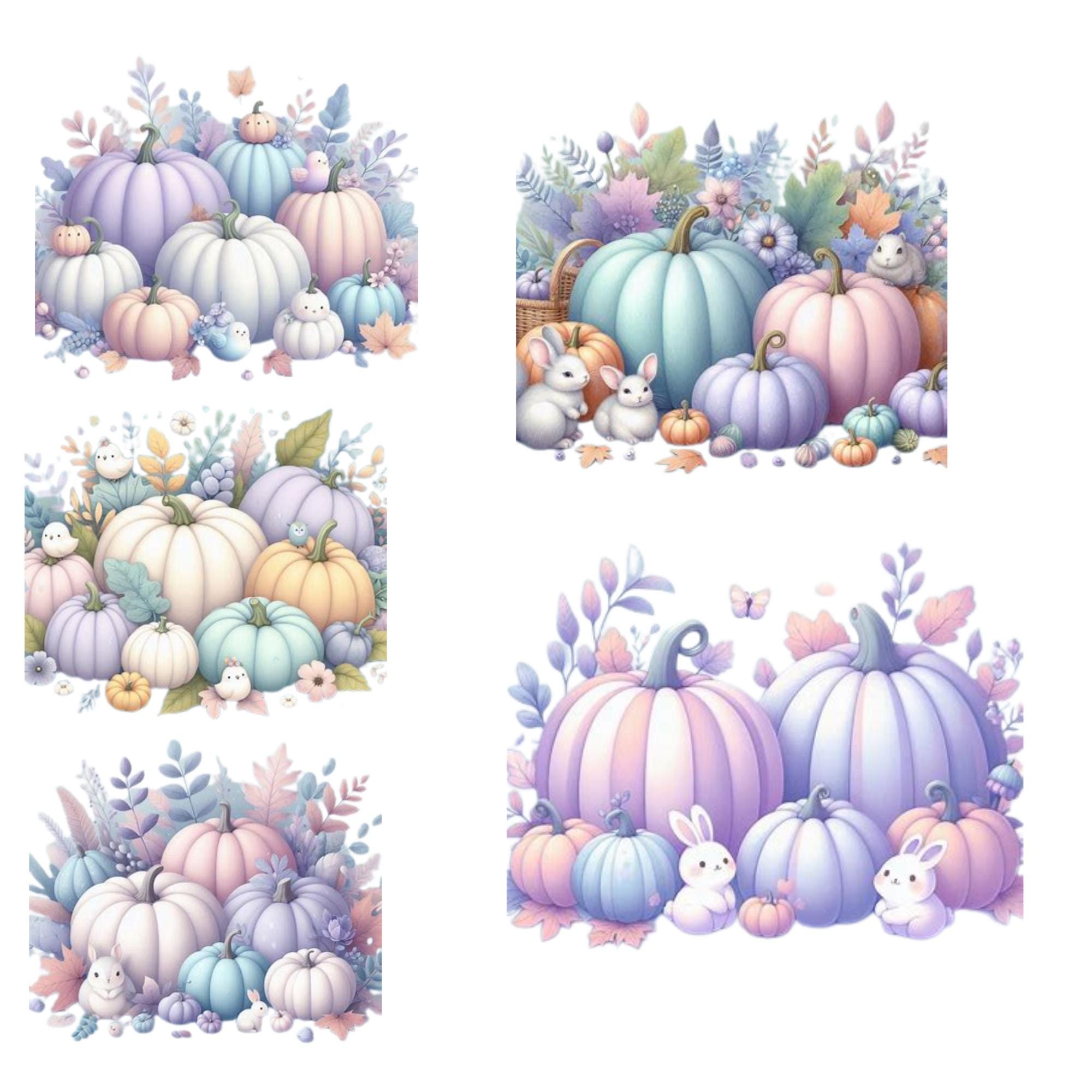 Pastel Pumpkins Fall Clip Art 24 Transparent Pngs - Perfect for Autumn ...