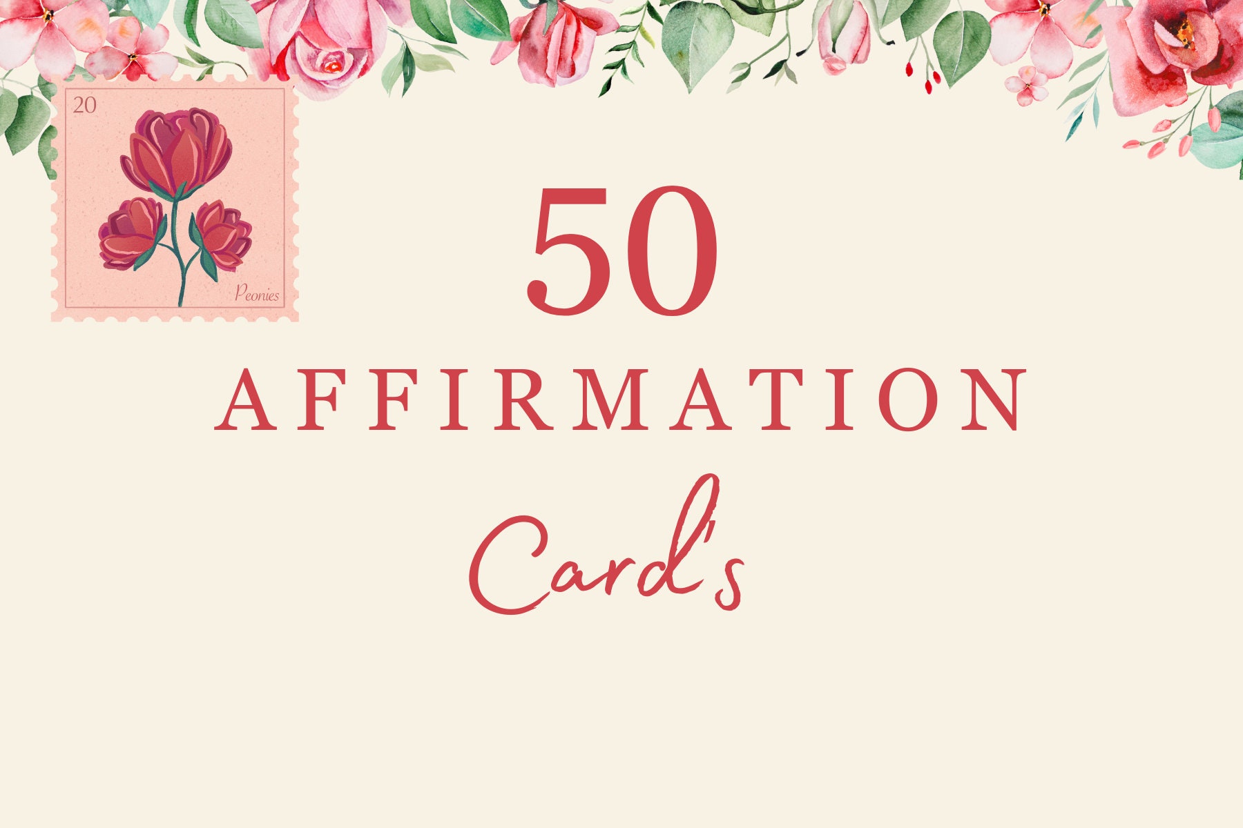 50 Affirmation Cards Positive Mindset Emotional Well-being -floral ...
