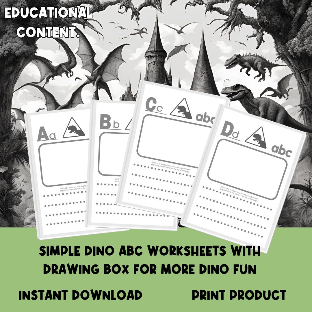ABC Worksheets - Dinosaur Themed - Instant Download - Printable Product ...