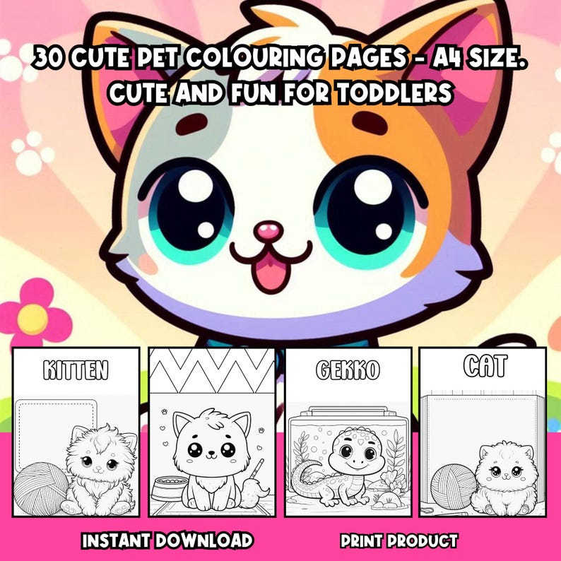 Bumper Cute Pets Colouring Pages for Toddlers - 30 Unique Colouring ...