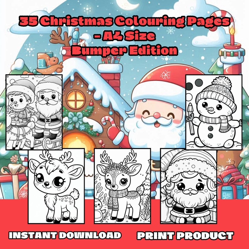 Bumper Christmas Colouring Pages for Kids - 35 Unique Colouring Sheets ...