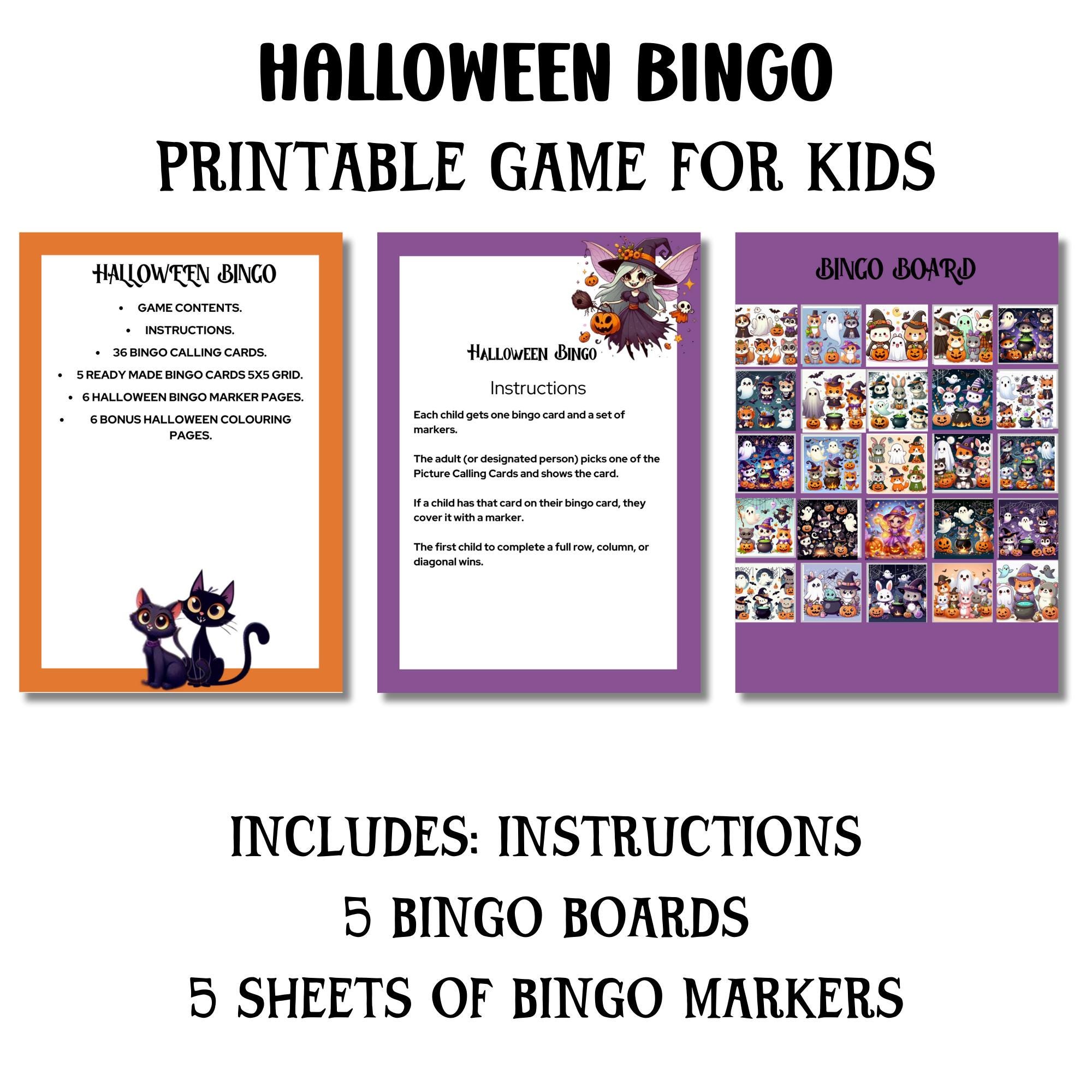 Halloween Bingo Game Printable - Fun Halloween-themed Activity for Kids ...