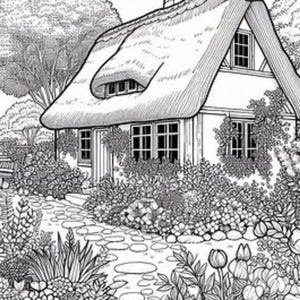 Adult Stress Relieving Colouring Pages, Cosy Cottages 29 Unique ...