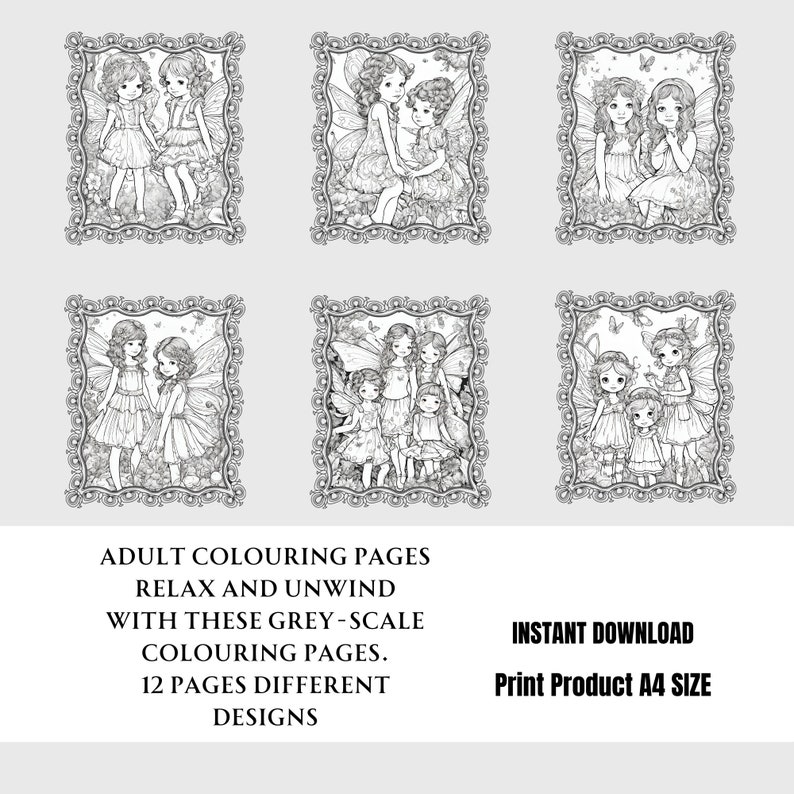 12 Grey-scale Fairy Colouring Pages for Adults - Relax and Unwind With ...
