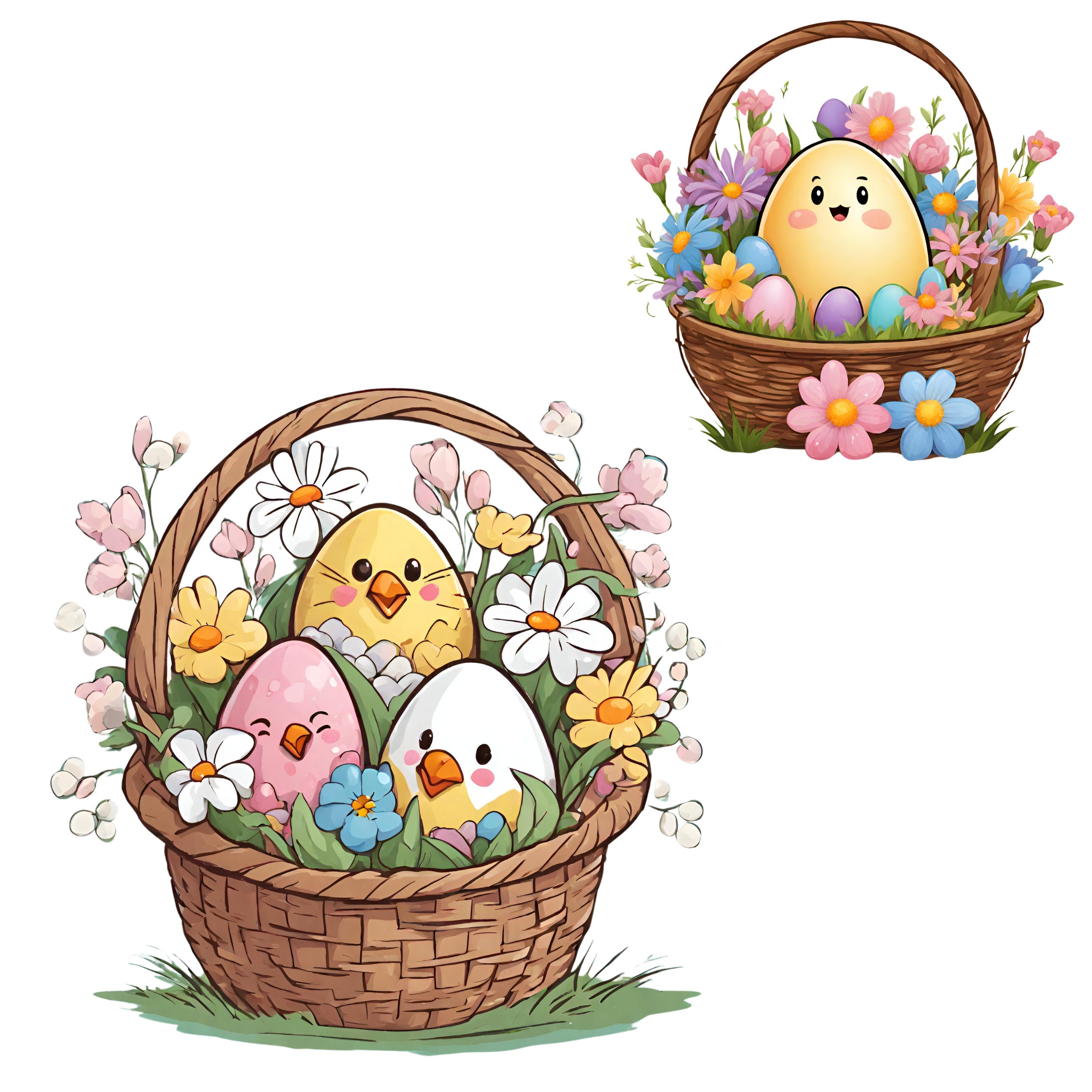 34 PNG Easter Graphics Clip Art - Cute Bunnies Chicks and Eggs. - Etsy