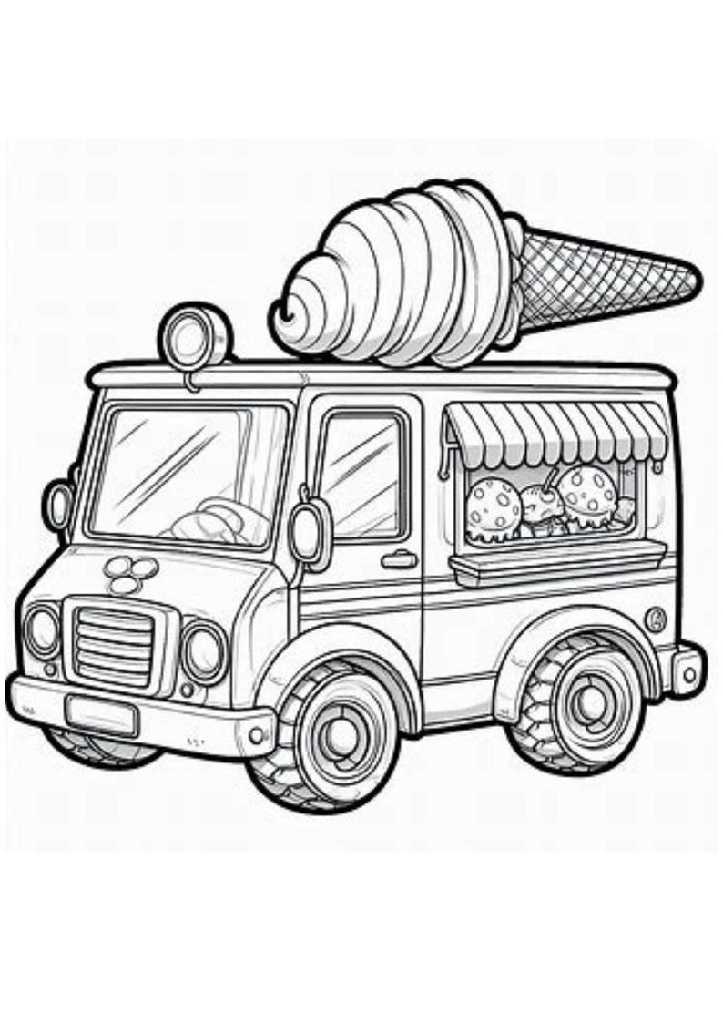 12 Ice Cream Truck Colouring Pages for Kids - Cute and Simple Designs ...