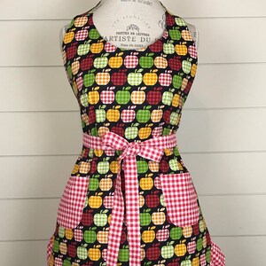 Rosy Gingham Apples Featured on Seasonal Woman's Apron, Red Gingham ...