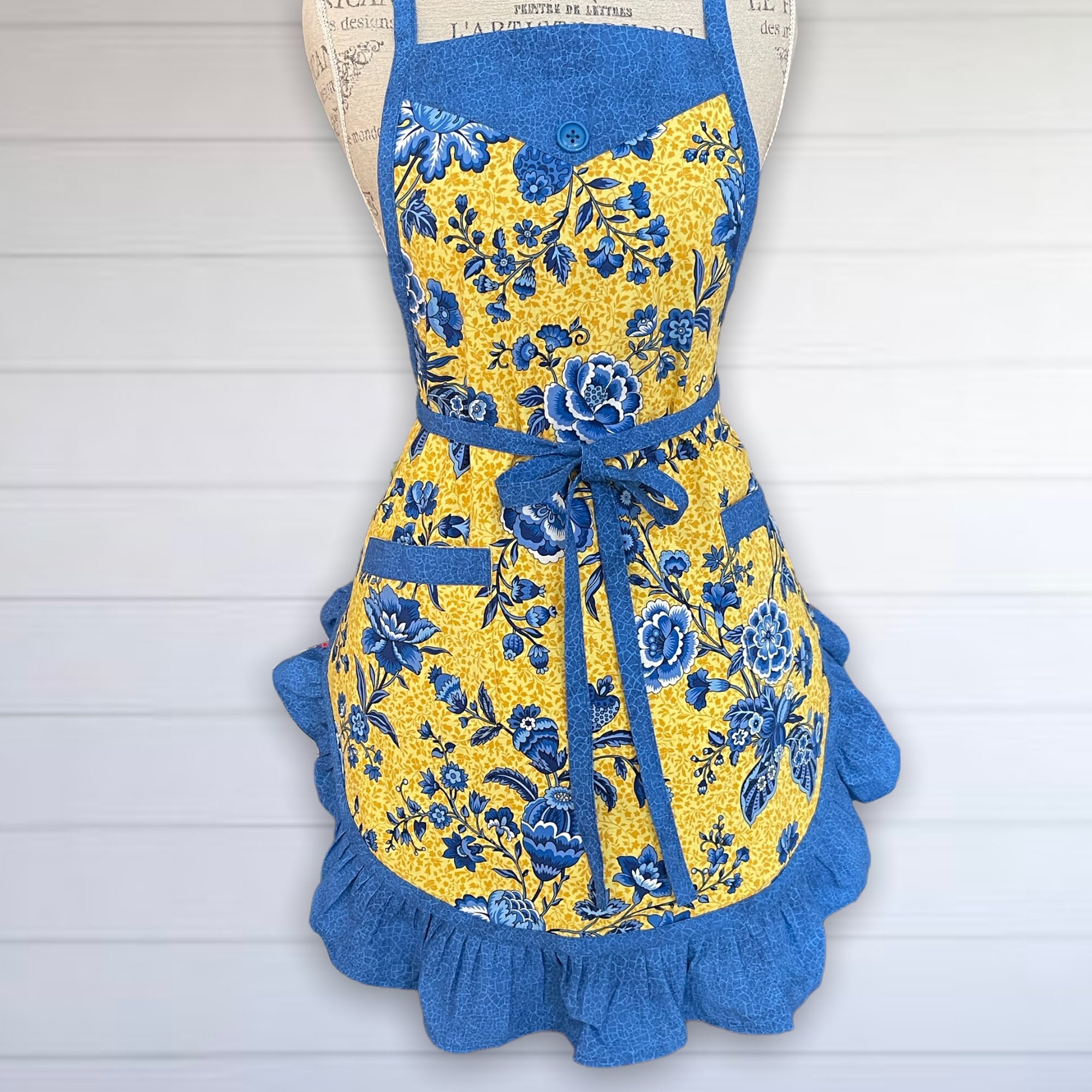 Magnificent China Blue Blossoms on Bright Yellow Featured on Chic ...