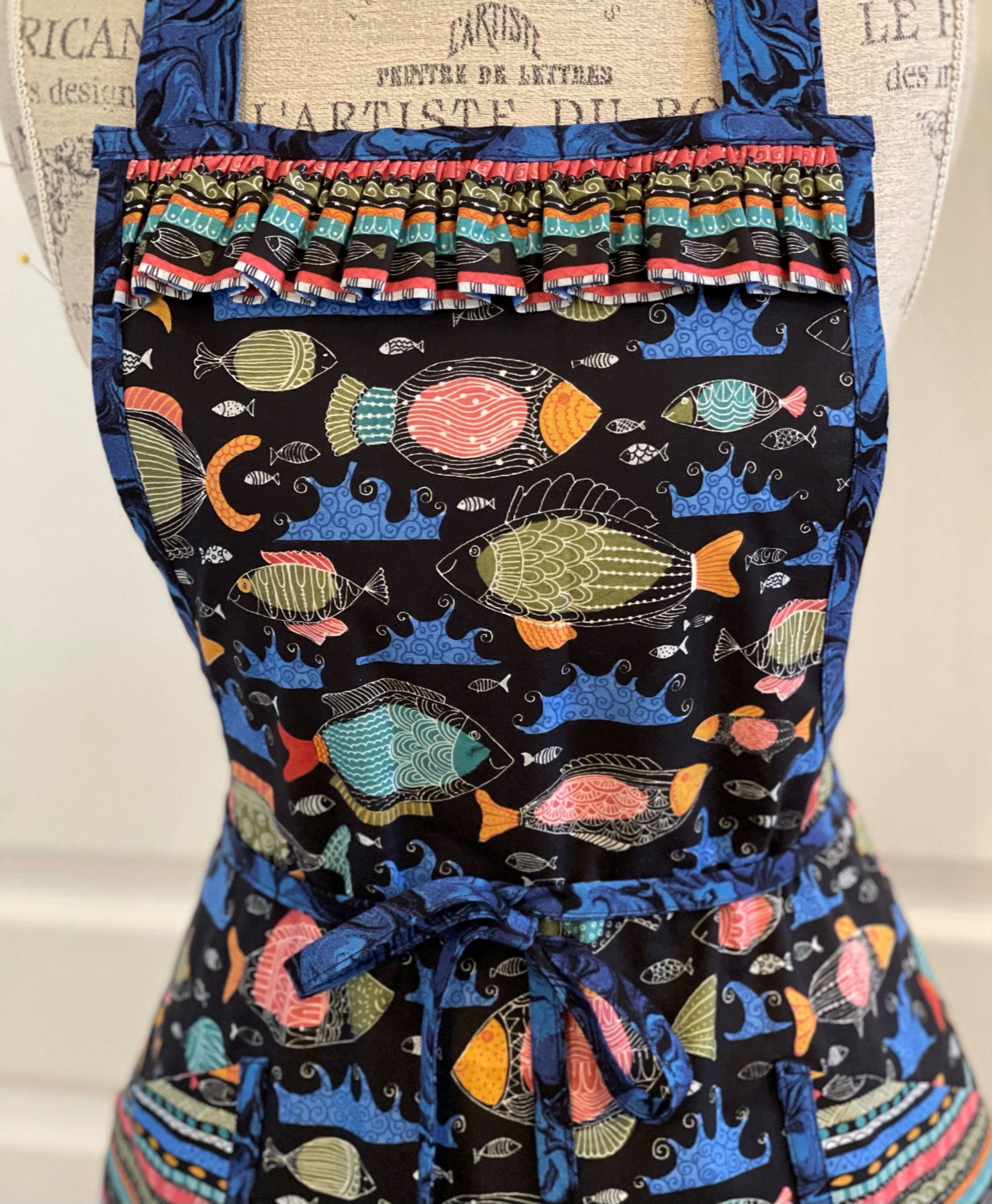 Bright Tropical Fish Swim Across Woman's Full Apron Blue - Etsy