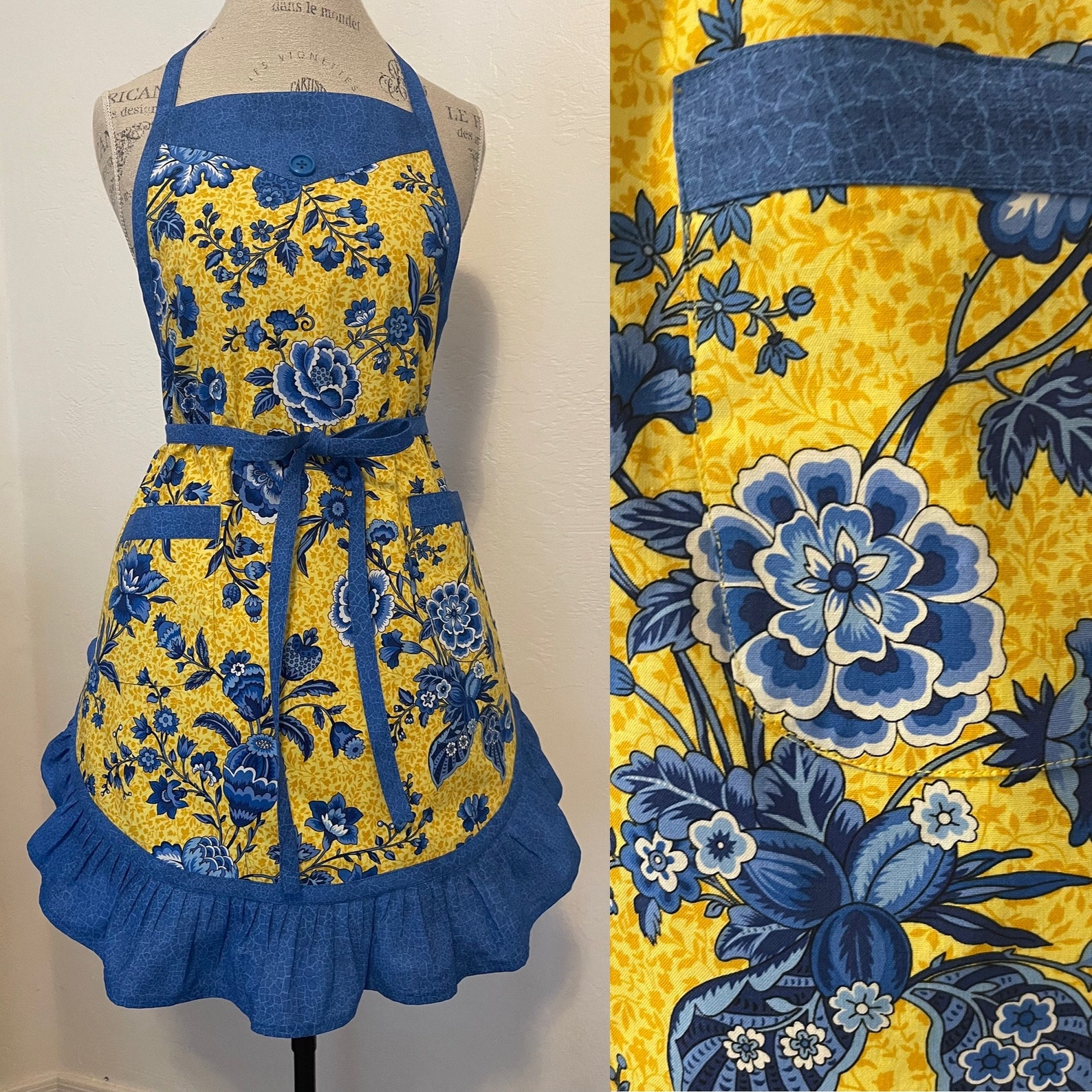 Magnificent China Blue Blossoms on Bright Yellow Featured on Chic ...