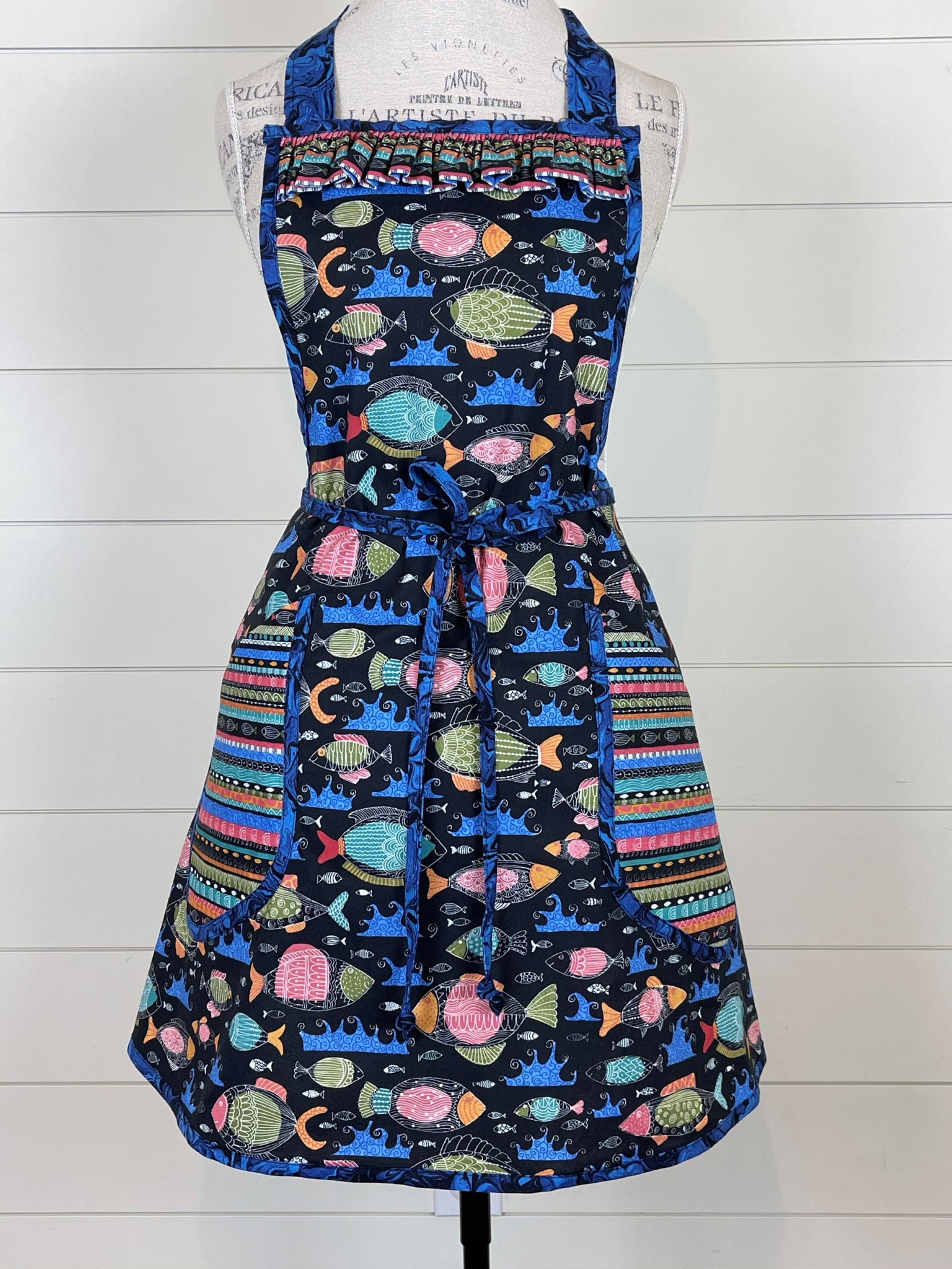 Bright Tropical Fish Swim Across Woman's Full Apron Blue - Etsy
