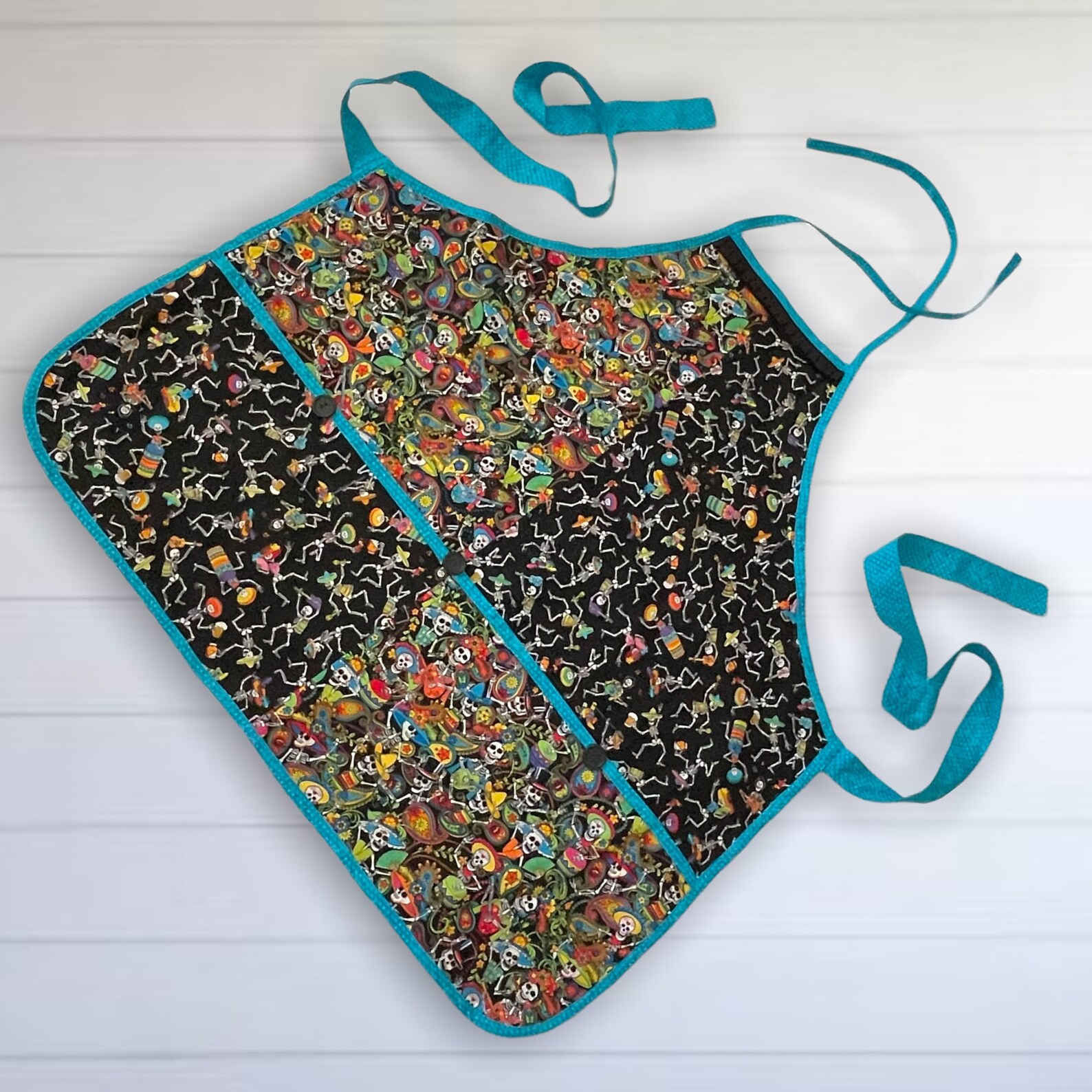 Festive Skeletons Jazz up Colorful Day of the Dead Full Apron, Two ...