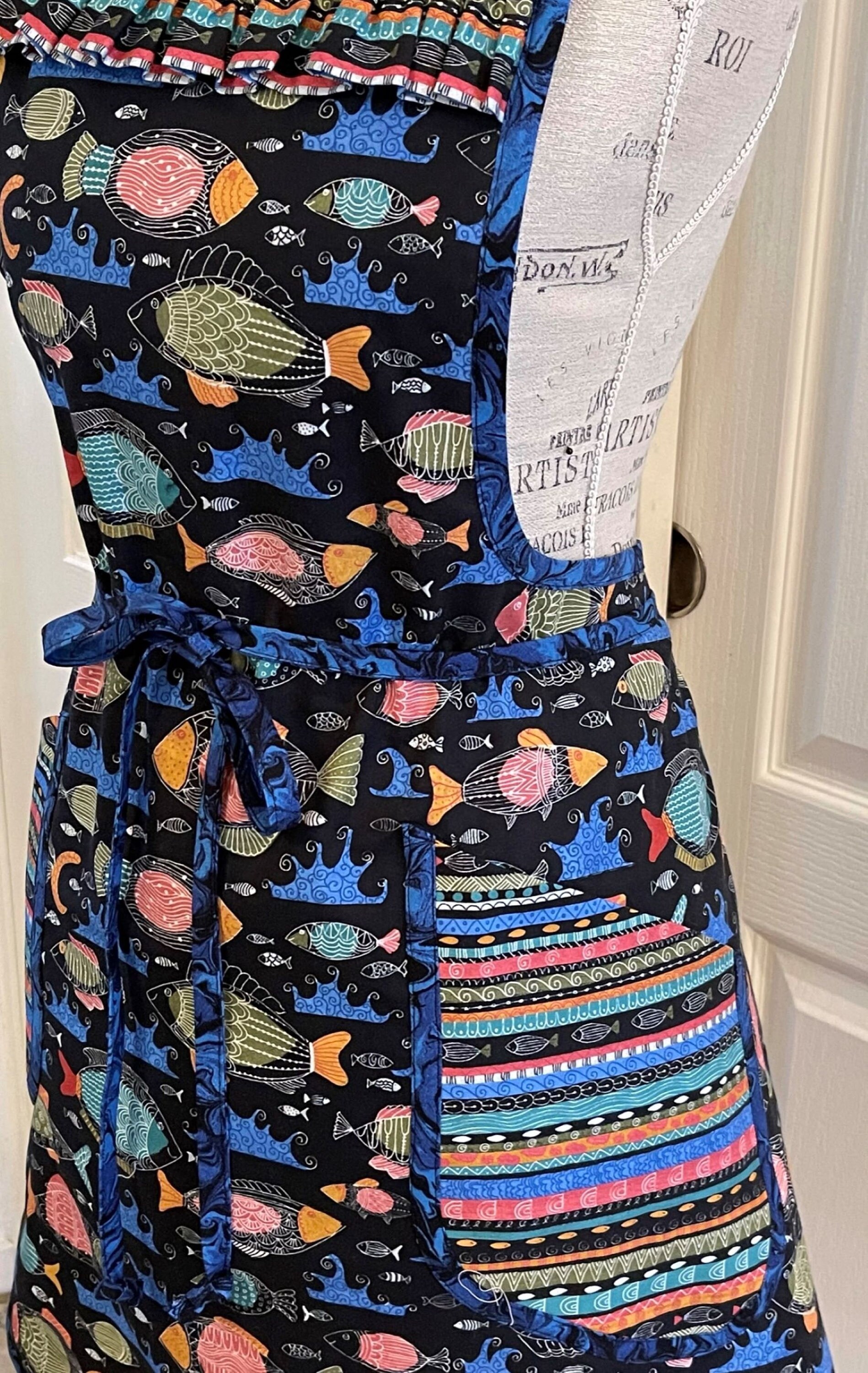 Bright Tropical Fish Swim Across Woman's Full Apron Blue - Etsy