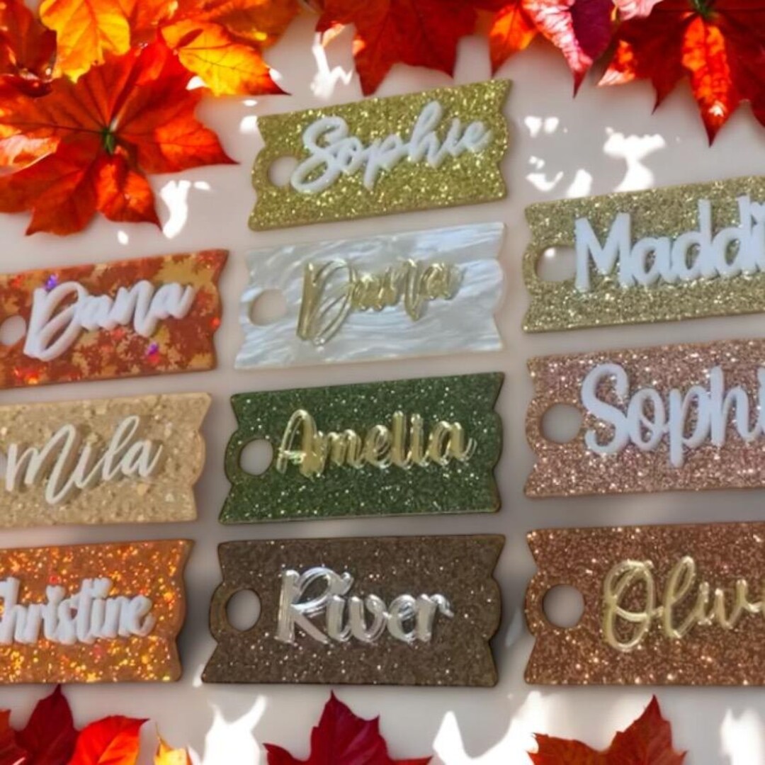 Personalized Autumn Stanley Tumbler Topper: Glitter Name Plate for ...