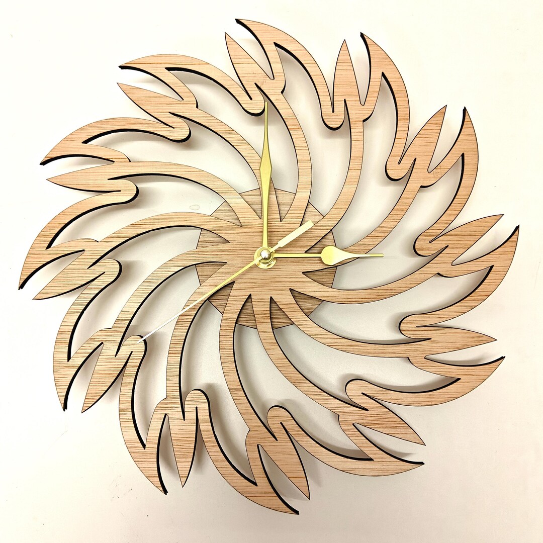 Wood Wooden Laser Cut Unique Pattern Wall Clock Home Office Door ...