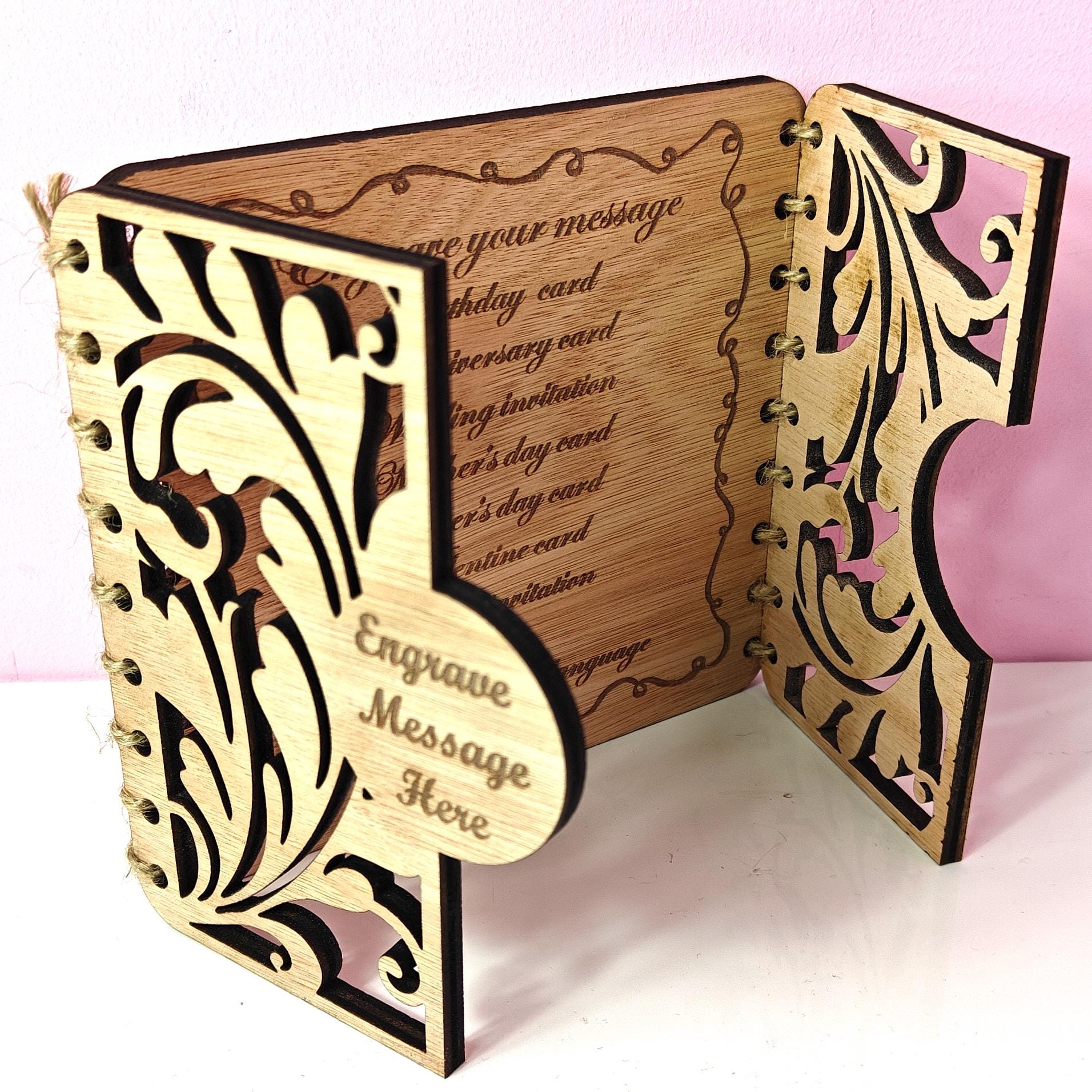 Custom Made Personalised Wood Plaque Card Laser Cut Carved Engraved ...