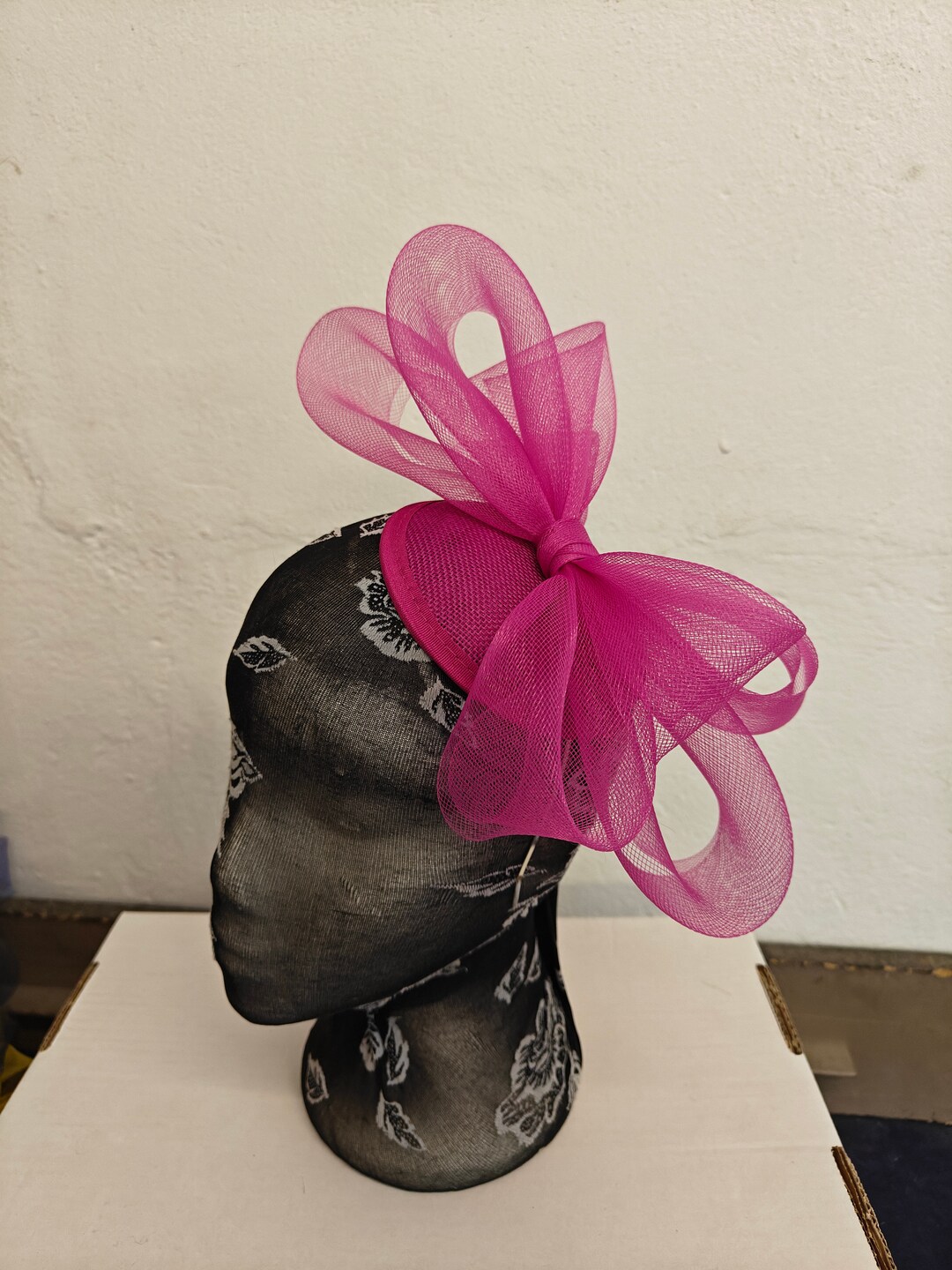 Hot Dark Cerise Pink Crin Fascinator Millinery Burlesque Headband ...