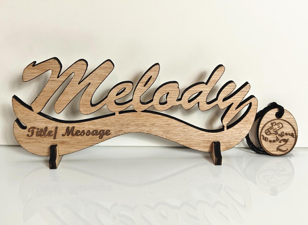 Personalised Bespoke Custom Made Laser Cut Engraved Wood Name Word Desk ...