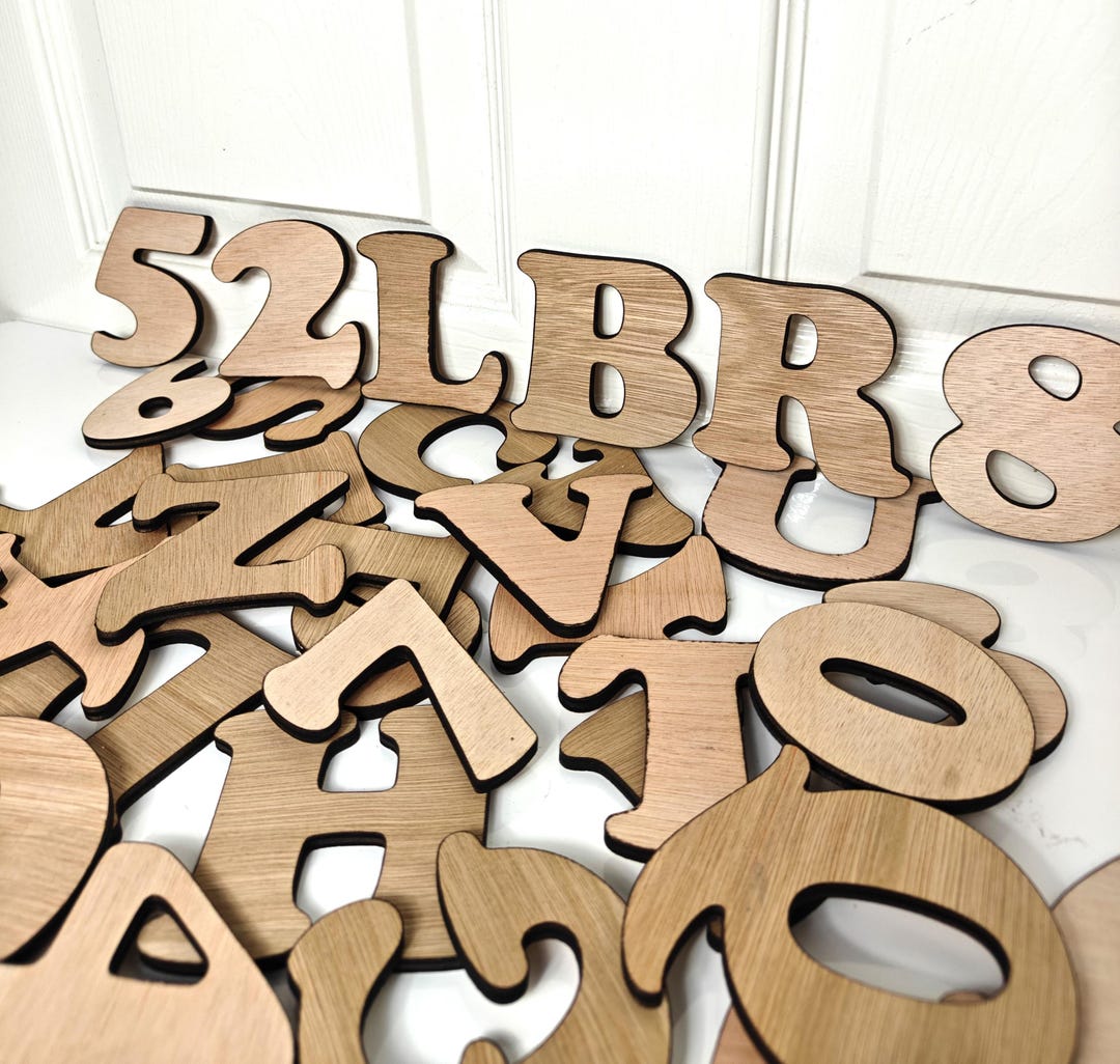 80mm Laser Cut Wood Letters Craft Unfinished Alphabet Numbers Symbol Capital Letter Diy Name ...