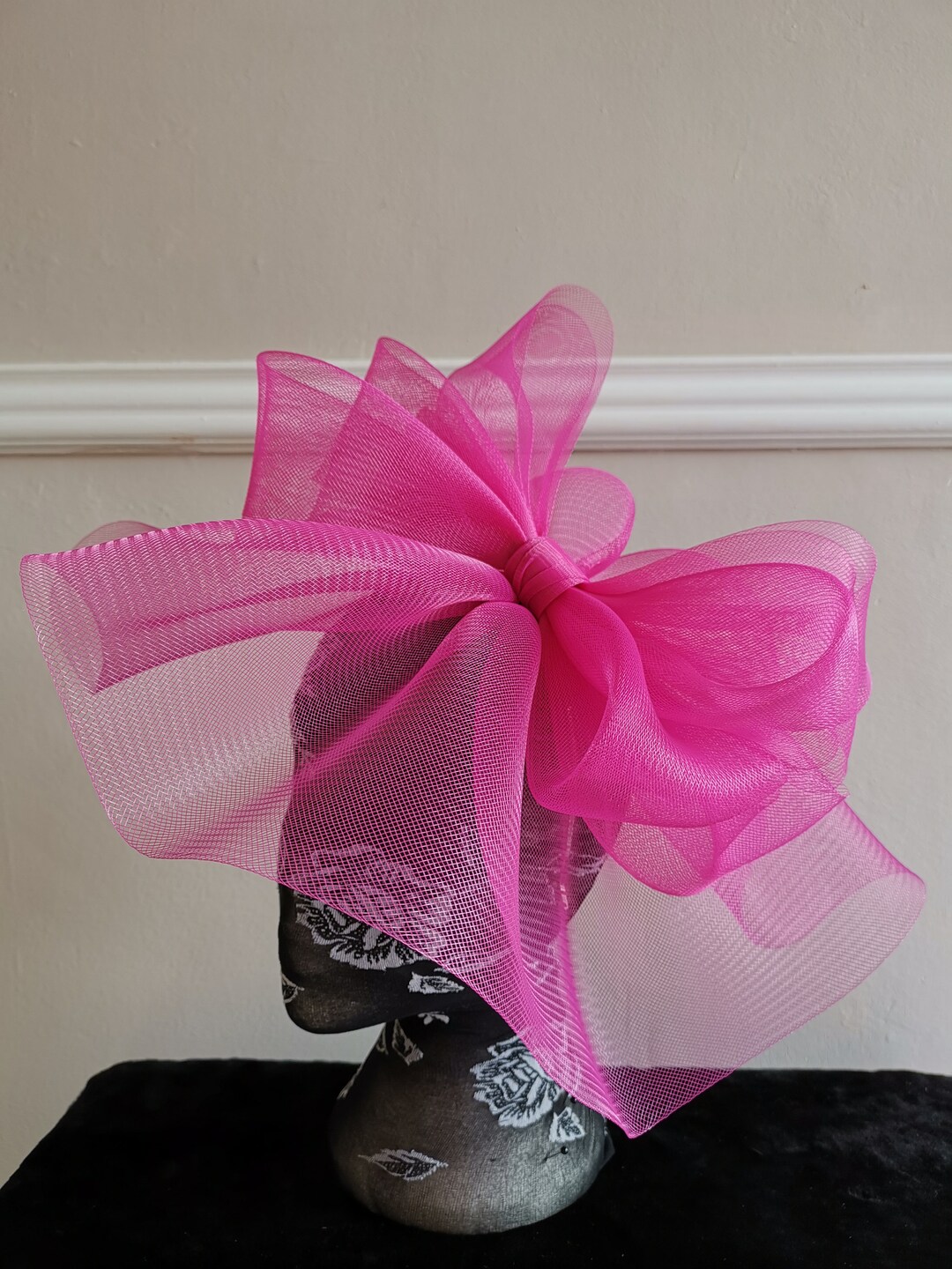 Hot Dark Cerise Pink Crin Fascinator Millinery Burlesque Headband ...