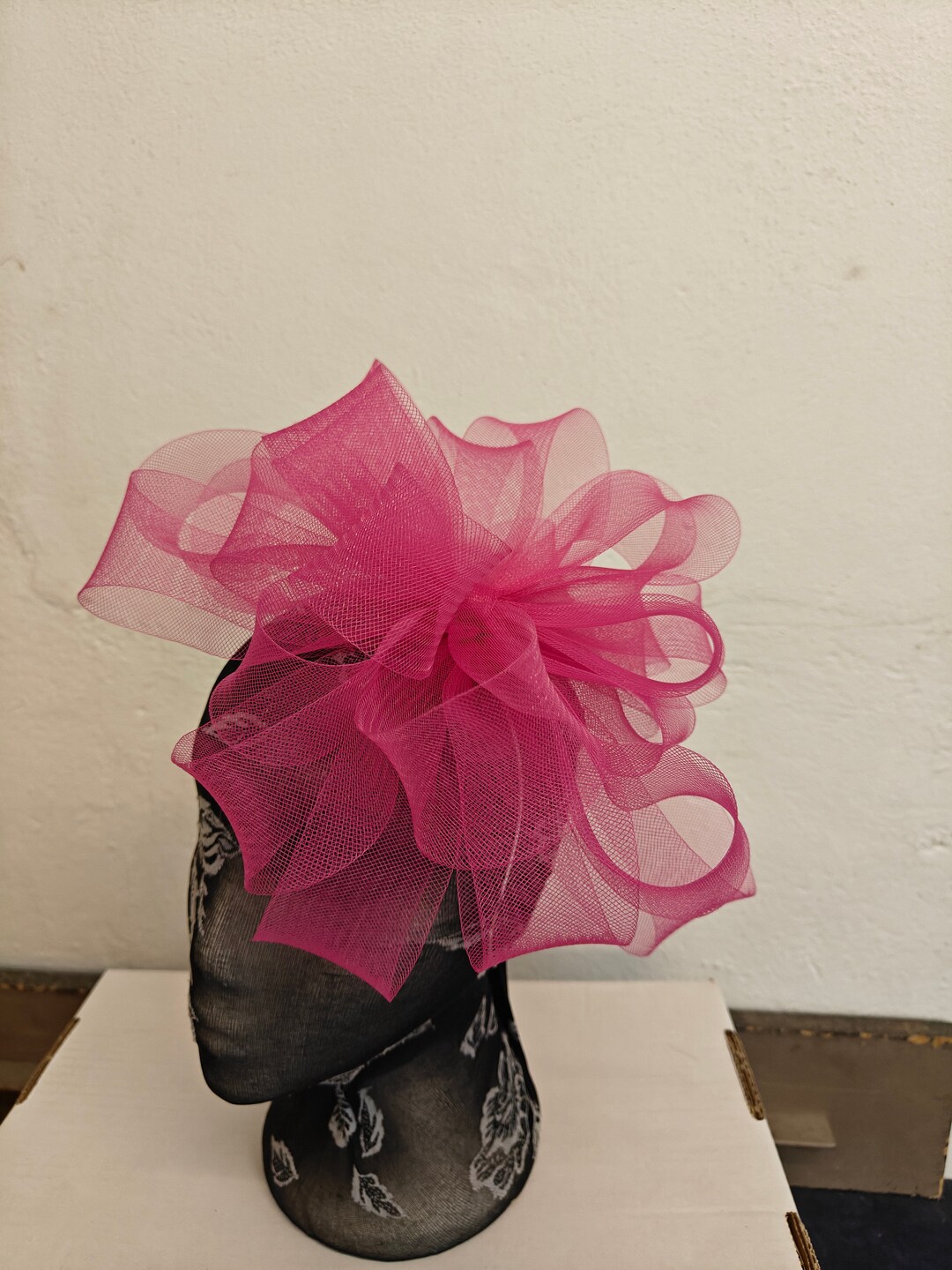 Hot Dark Cerise Pink Crin Fascinator Millinery Burlesque Headband ...