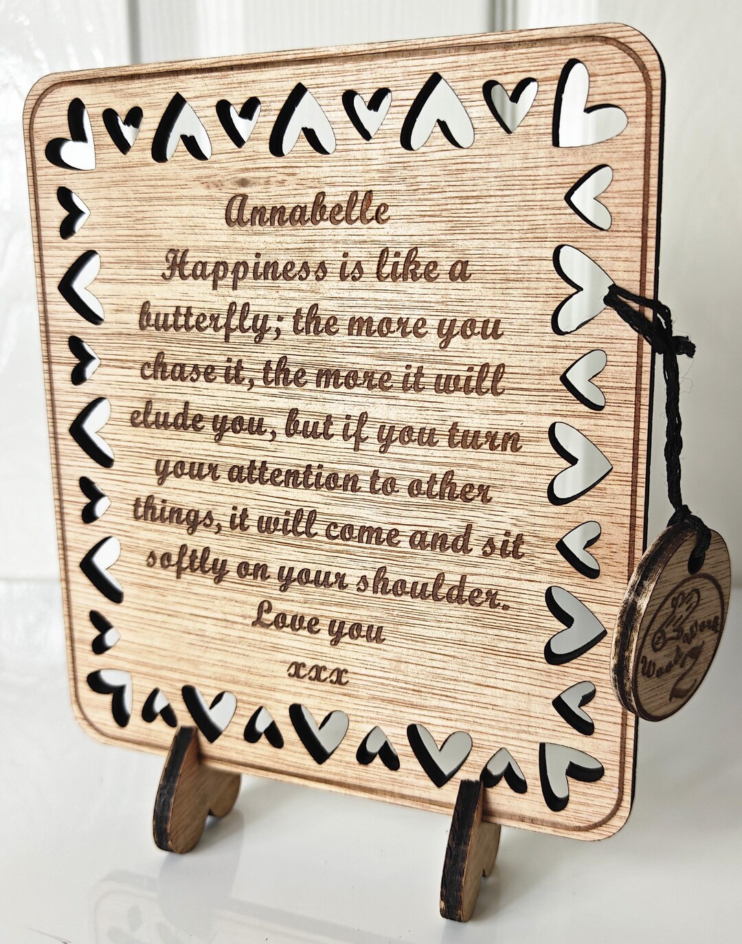 Custom Made Personalised Wood Plaque Card Laser Cut Carved Engraved ...