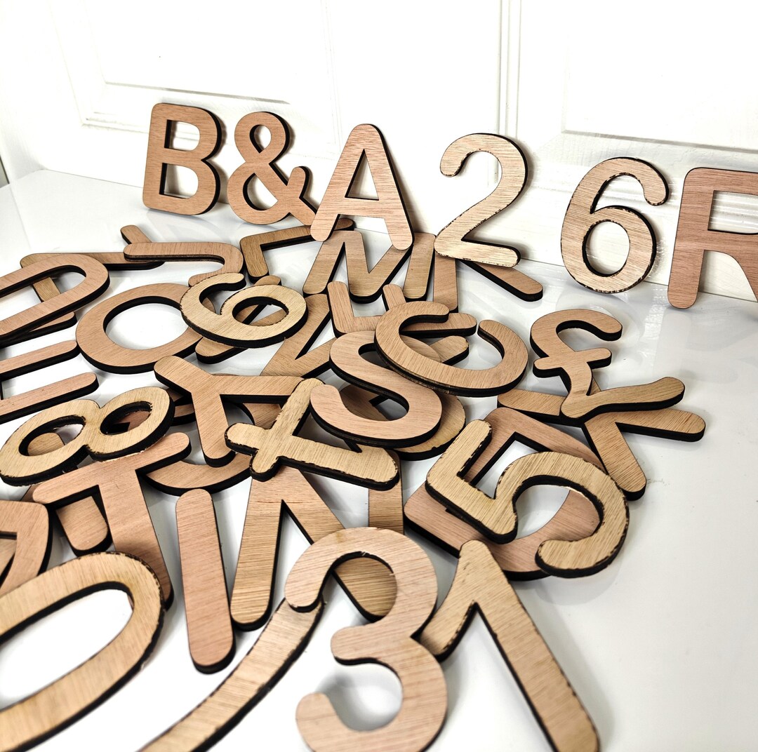 80mm Laser Cut Wood Letters Craft Unfinished Alphabet Numbers Symbol ...