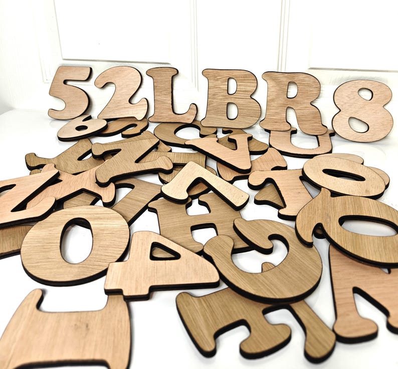 80mm Laser Cut Wood Letters Craft Unfinished Alphabet Numbers Symbol ...