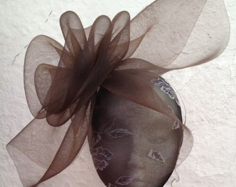 Chocolate Brown Crin Fascinator Millinery Burlesque Headband Wedding ...