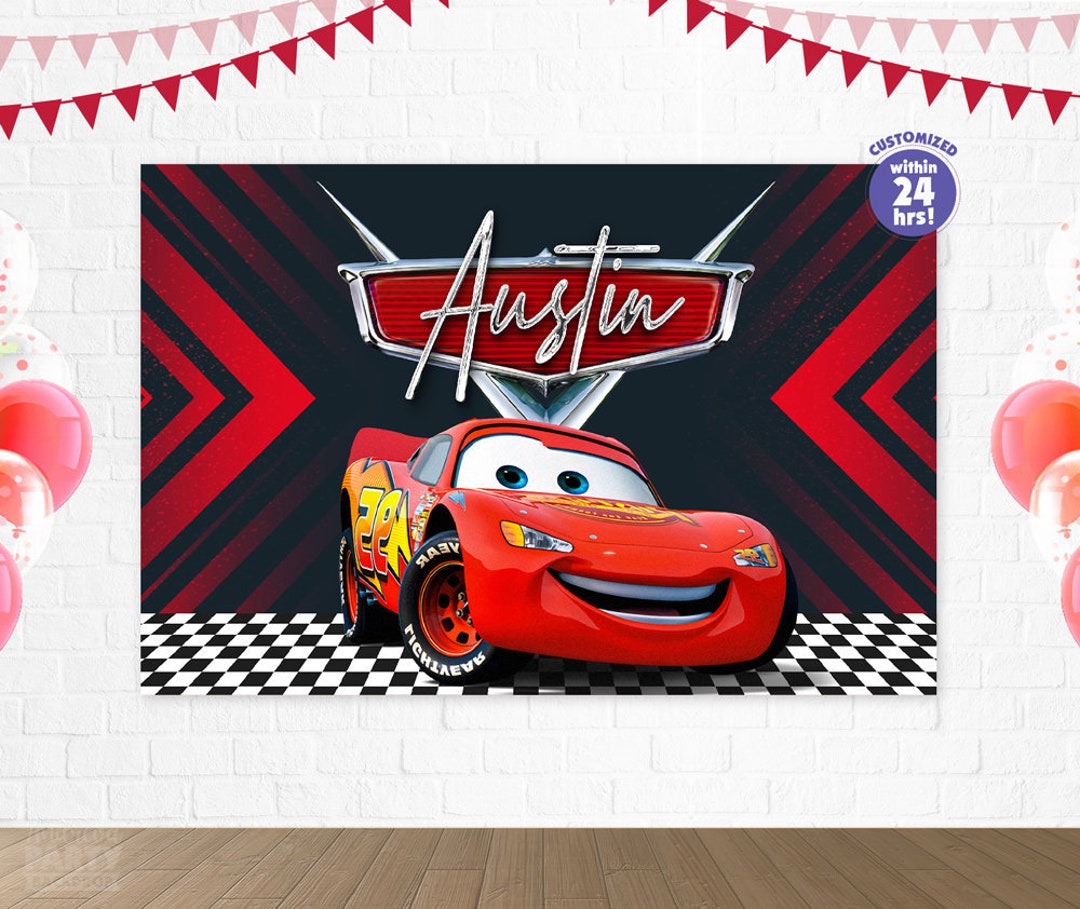 Cars Theme Backdrop Customized With Name and Age, Cars Birthday ...