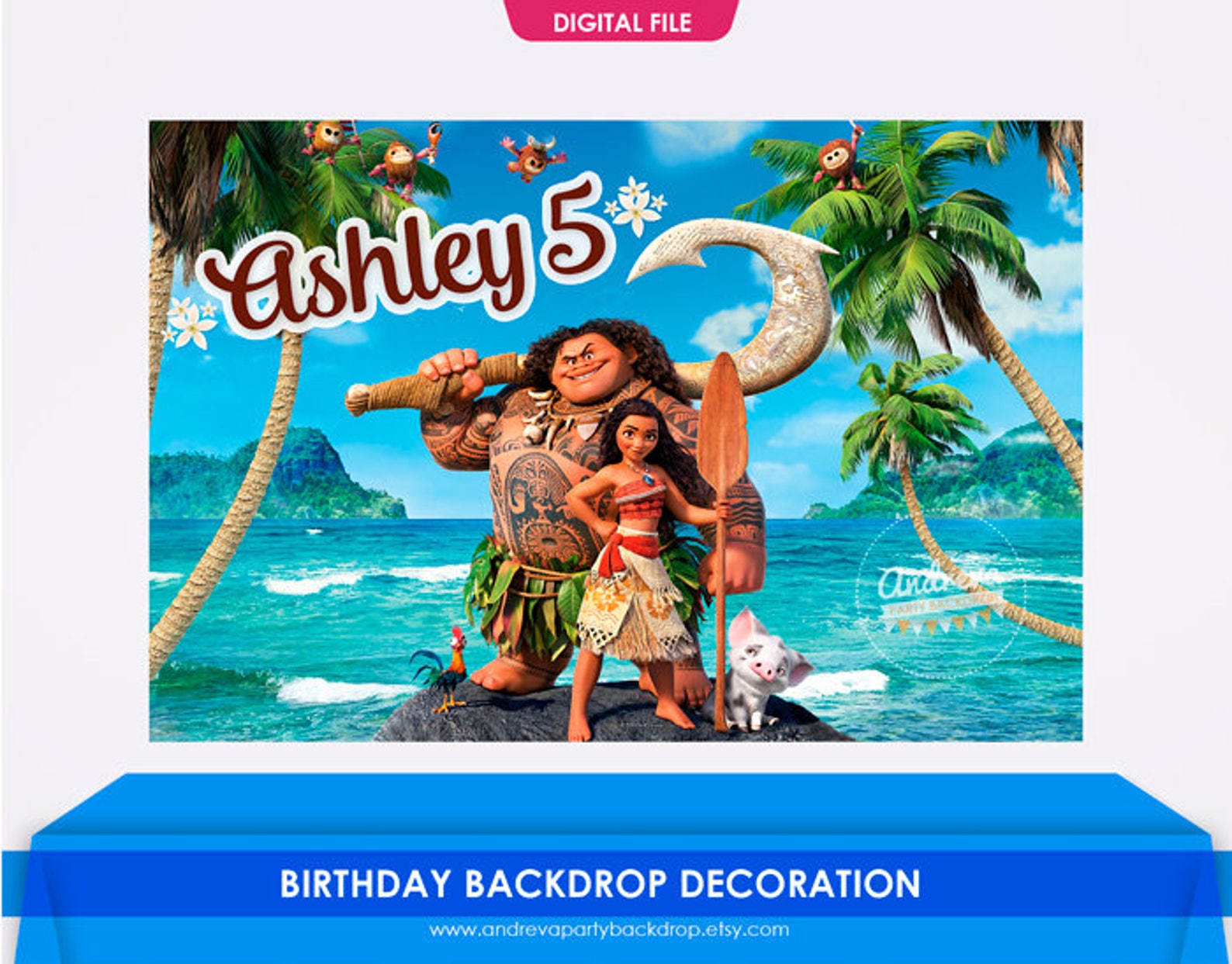 Moana Backdrop Moana Banner Moana Party Moana Birthday - Etsy
