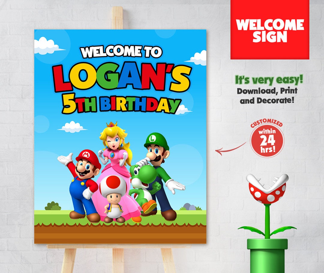Super Mario Welcome Sign, Super Mario Sign Printable, Super Mario ...