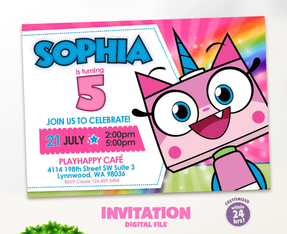 Unikitty Birthday Invitation Unikitty Printable Invite - Etsy