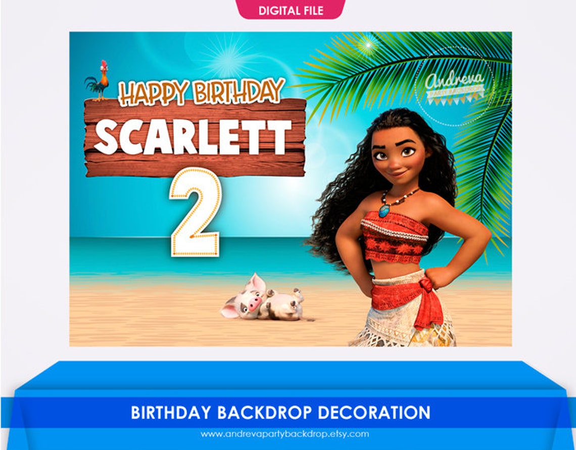 Moana Backdrop Moana Banner Moana Party Moana Birthday - Etsy
