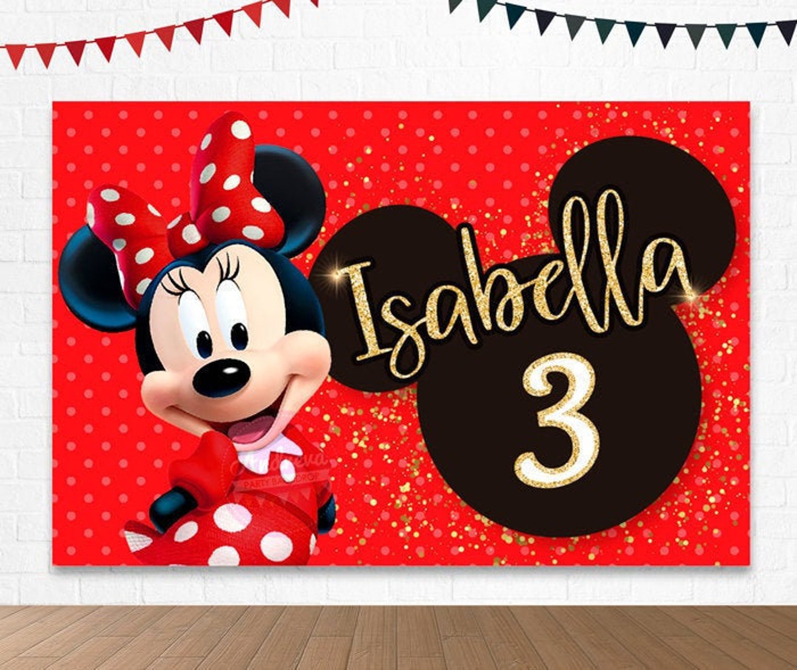 Minnie Mouse Birthday Backdrop Minnie Mouse Decoration Red - Etsy