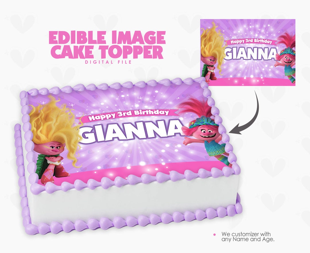 Trolls Poppy Viva Edible Cake Topper Image Personalized, Birthday ...