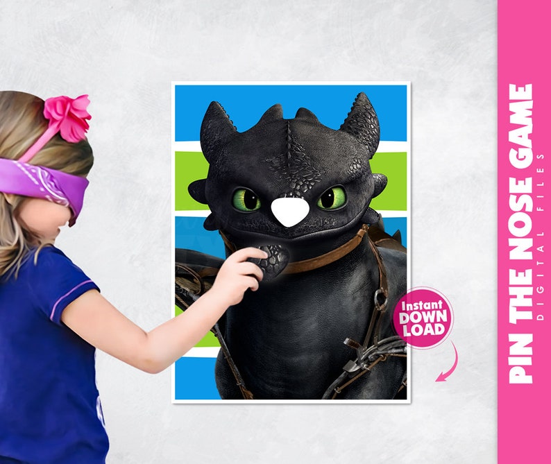 Toothless How to Train Your Dragon Birthday Party Game Pin the Nose On ...