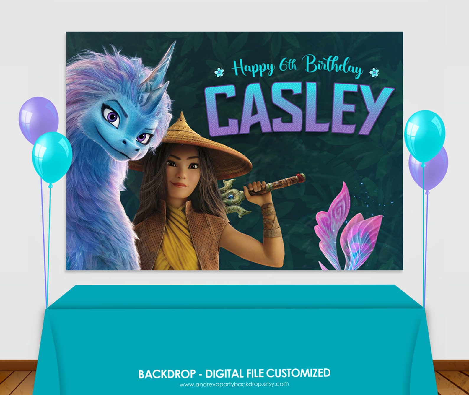 Raya Party Backdrop Raya Birthday Banner Raya Party Decor - Etsy