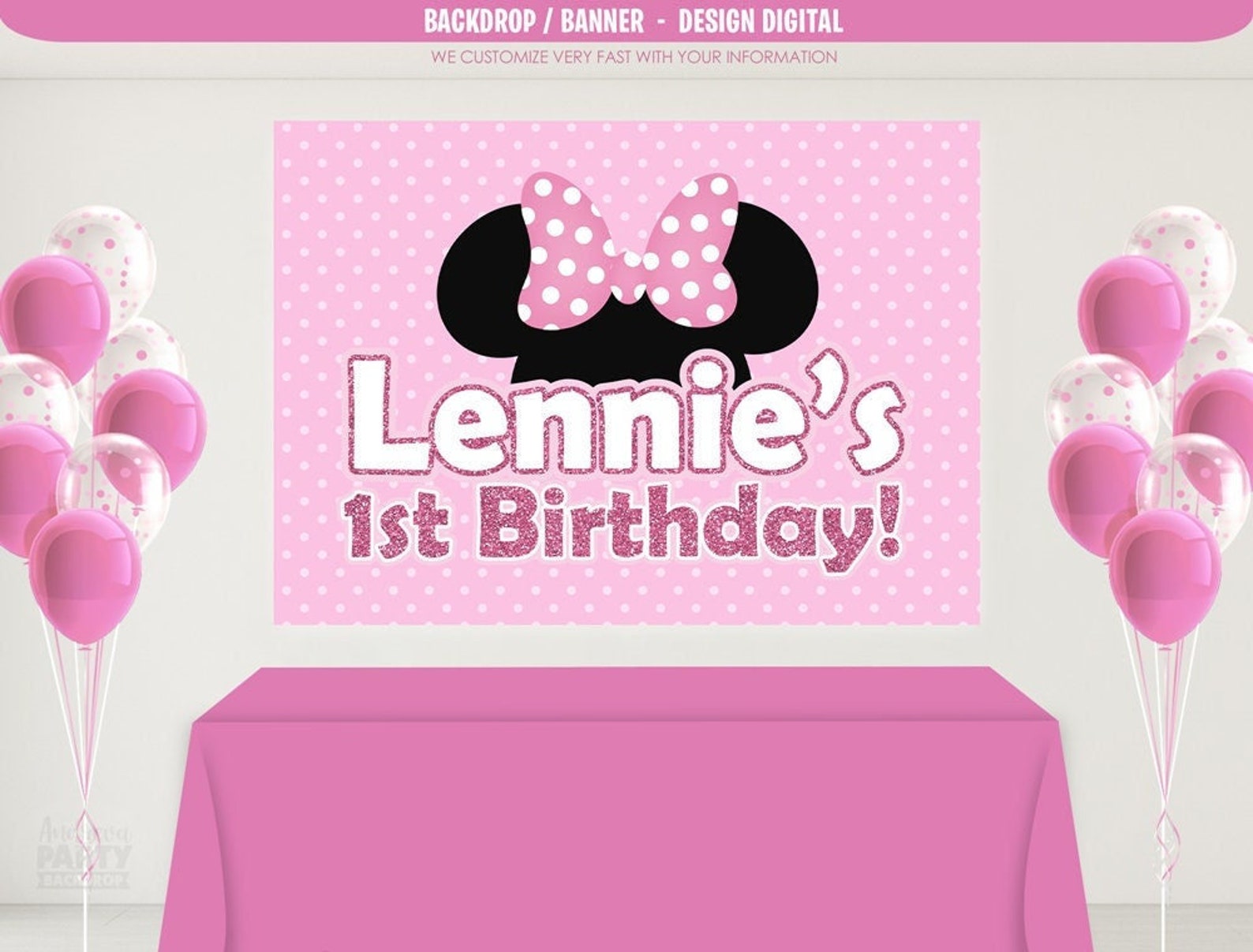 Minnie Mouse Backdrop Birthday Party Decoration Minnie Mouse - Etsy