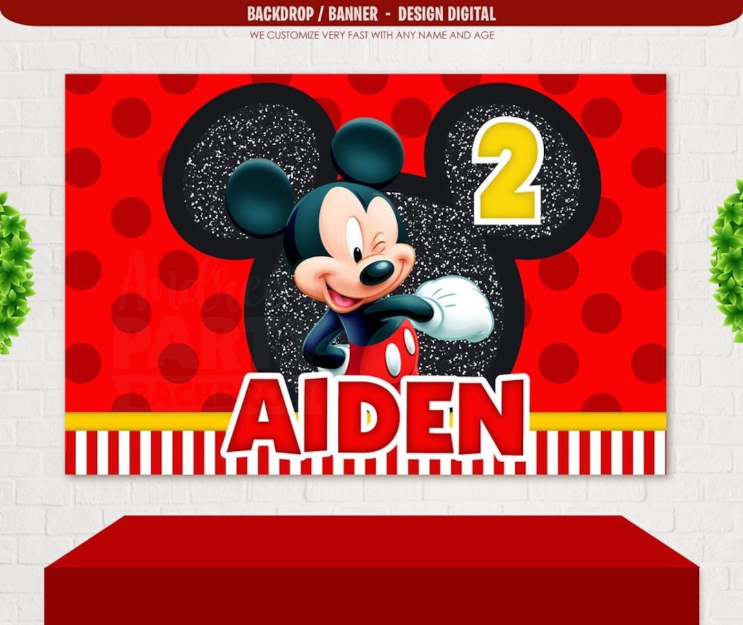 Mickey Mouse Backdrop, Mickey Mouse Birthday Banner, Mickey Mouse ...