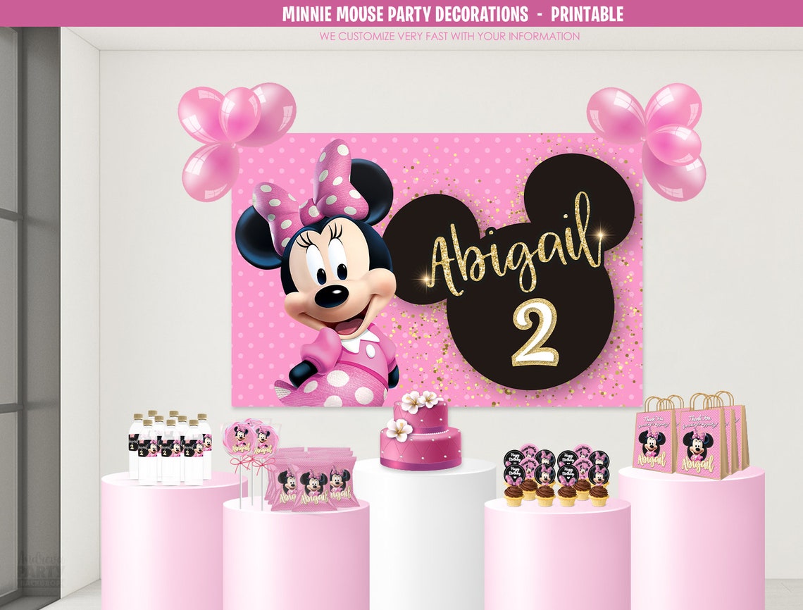 Minnie Mouse Birthday Decorations Backdrop Minnie Mouse - Etsy