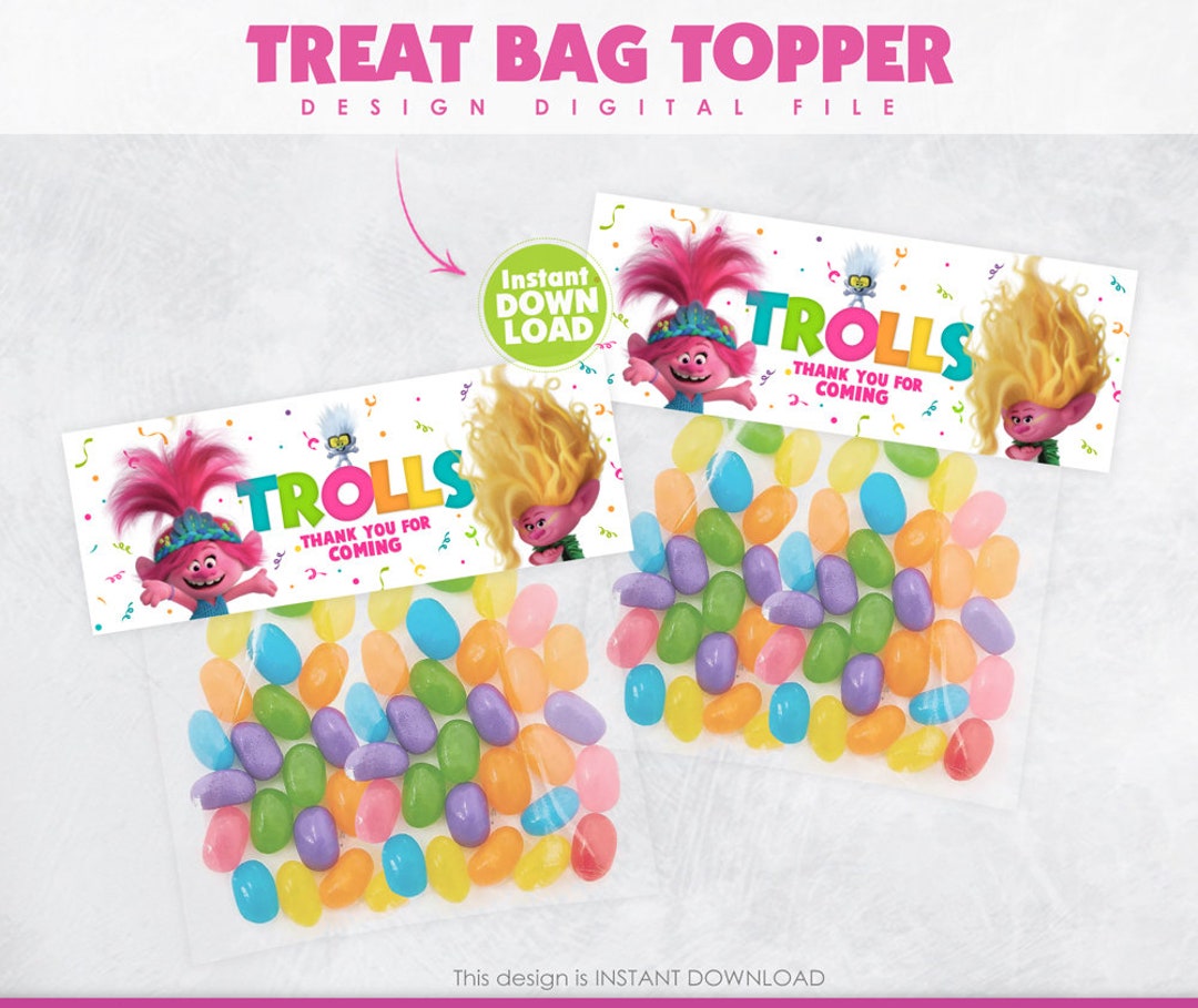 Trolls Treat Bag Topper Printable Birthday Bag Favors Trolls Band ...