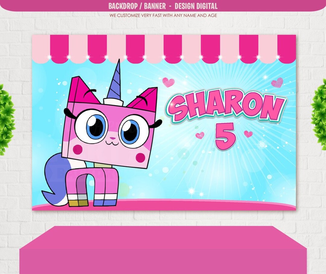 Unikitty Birthday Backdrop, Unikitty Birthday Design, Custom Birthday ...