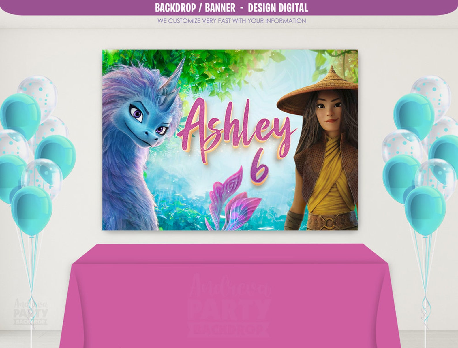 Raya Birthday Party Decorations Raya Birthday Backdrop Raya - Etsy